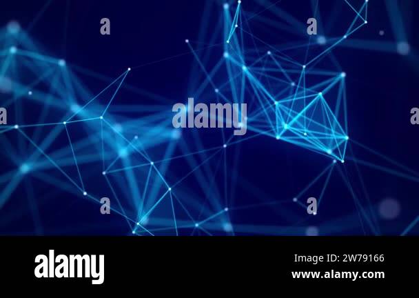 Digital Blue Background With Dots And Lines Big Data Visualization Network Connection