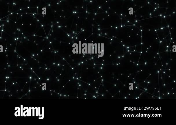 Flight Through Stars into Space - 3D Particles Connected by Grid Stock ...