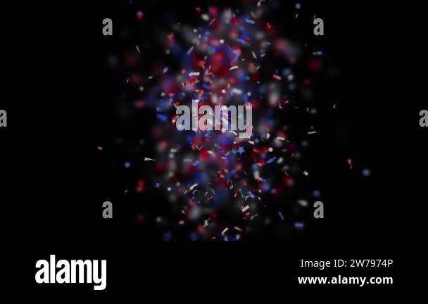 An explosion of blue-red-white confetti of various shapes explodes and ...