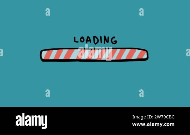 Pink loading bar - progress indicator on blue background. Hand drawn ...