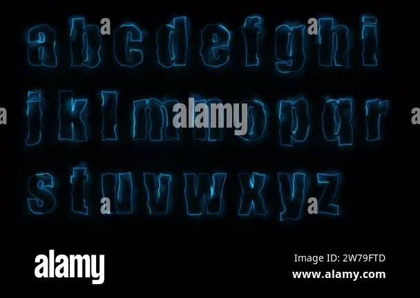 Dynamic glow effects of the contours of the lowercase letters of the ...