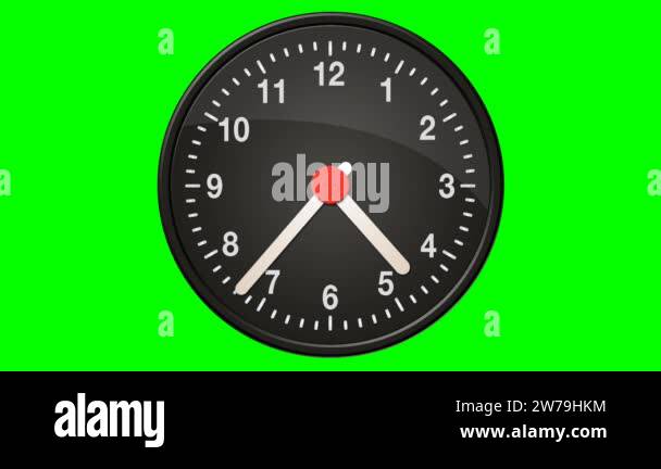 Clock Making a Full 24 Hours Cycle on a Green Screen Background Stock ...