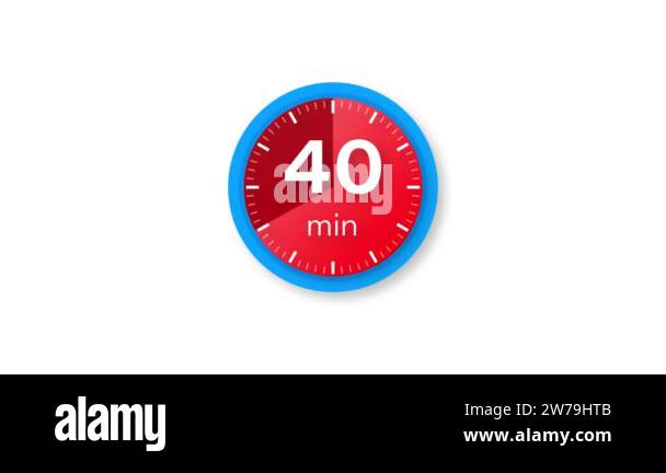 The 40 minutes timer. Stopwatch icon in flat style. Motion graphics ...