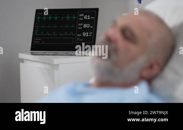 Looped: Patient monitor displays vital signs ECG electrocardiogram EKG ...