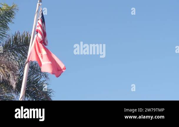San Diego, California, USA - 25 Nov 2020: Red flag of the United States ...
