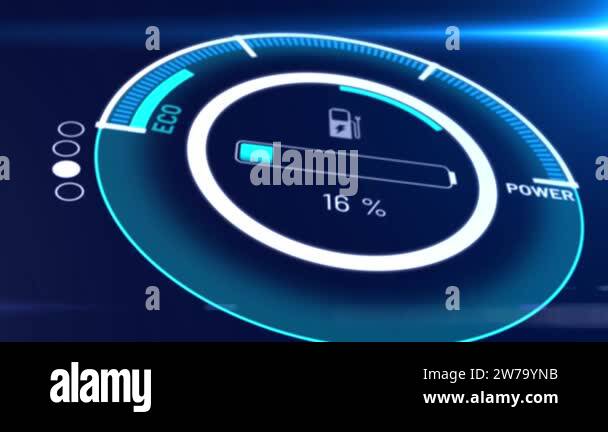 Electric car battery in active charging visionary dashboard Stock Video ...