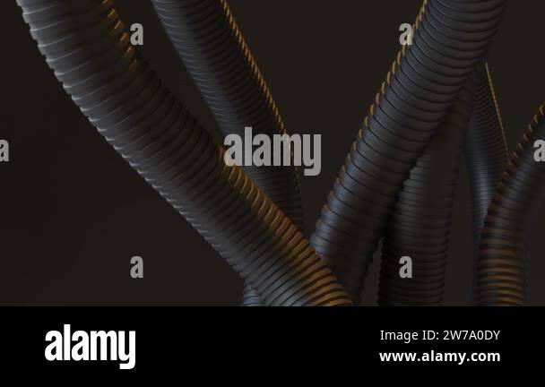 Abstract drain pipe like shapes. Sci fi scene. 3D rendering animation ...