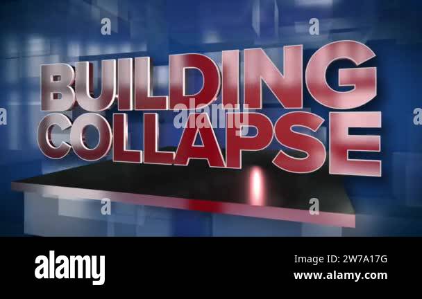 A red and blue dynamic 3D Building Collapse title page animation Stock ...