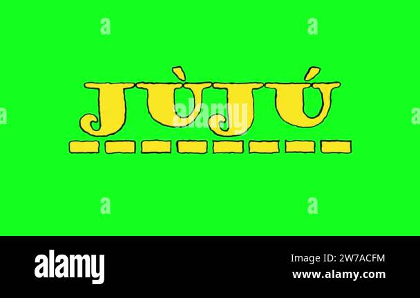 Juju. African music style. 4K color video. Animation text on green ...