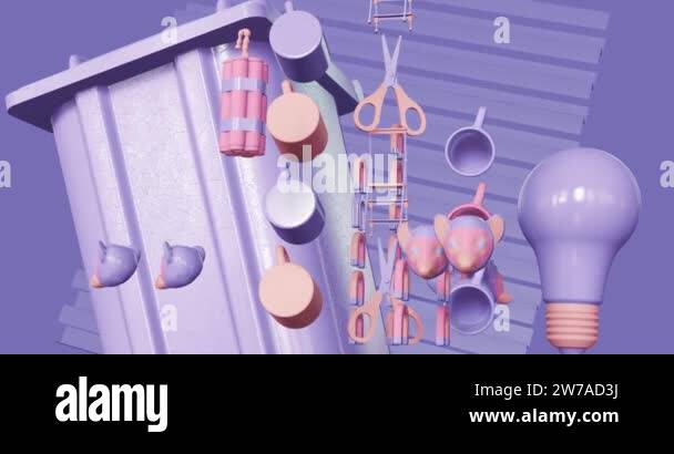 Minimal 3d art. Animated stylish hipster objects in geometric design ...