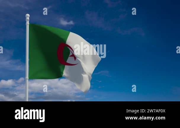 People's Democratic Republic of Algeria national flag, waving in the ...