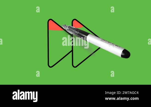 Drawing fast forward button in black and red colour combination on ...