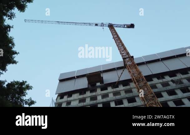 Construction of a high-rise tower of a residential building, there are ...