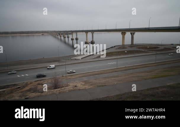 Volgograd bridge across the Volga River, one of the largest transport ...