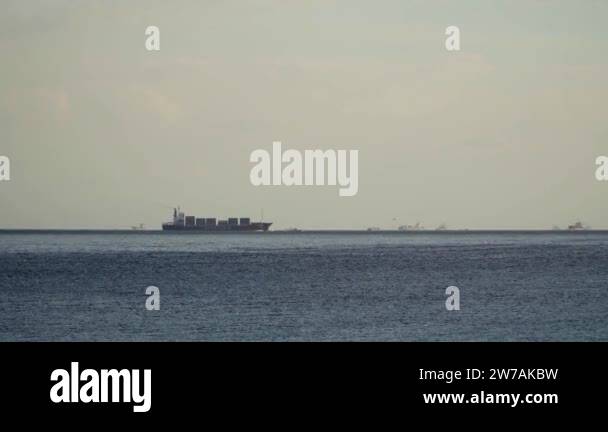 Container Ship Vessel Cargo Carrier in Manila Bay Stock Video Footage ...