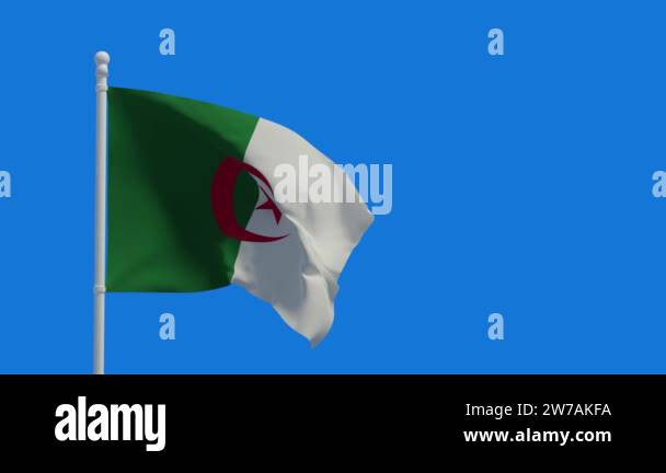 People's Democratic Republic of Algeria national flag, waving in the ...