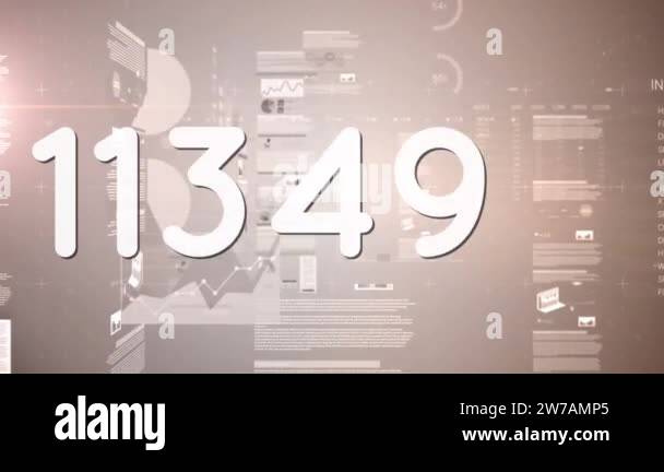 Animation of rising number counting to 50000, over grey interface ...