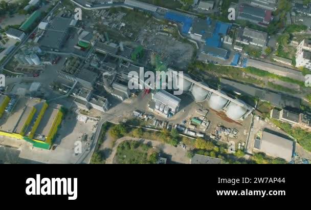 Industrial area with modern factories top view. Plant top view. Flight ...