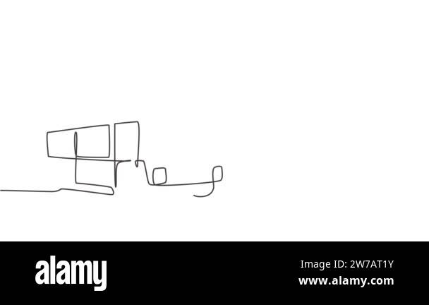 Animated self drawing of continuous one line draw double decker buses ...