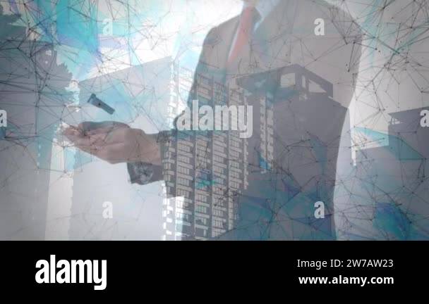 Animation of network moving with businessman throwing and catching nuts ...