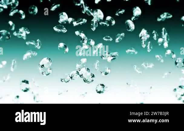 Flying many jewelry diamonds on emerald green background. Shine ...