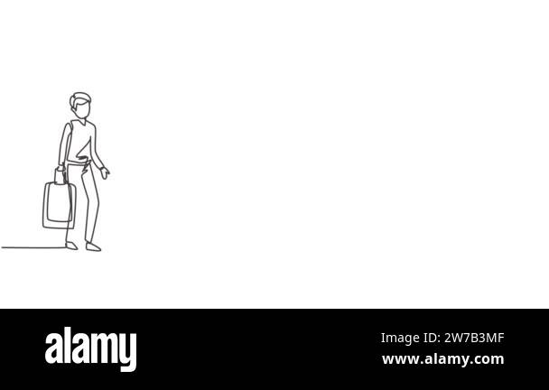 Self drawing animation of single one line draw male taxi drivers ...