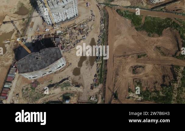Construction of a modern city block. The concrete frames of the ...
