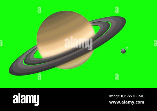 Green screen Earth-moon and planet Saturn comparison, Saturn is the ...