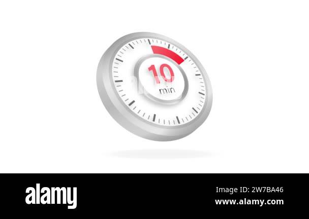 The 10 minutes timer. Stopwatch icon in flat style. Motion graphics ...