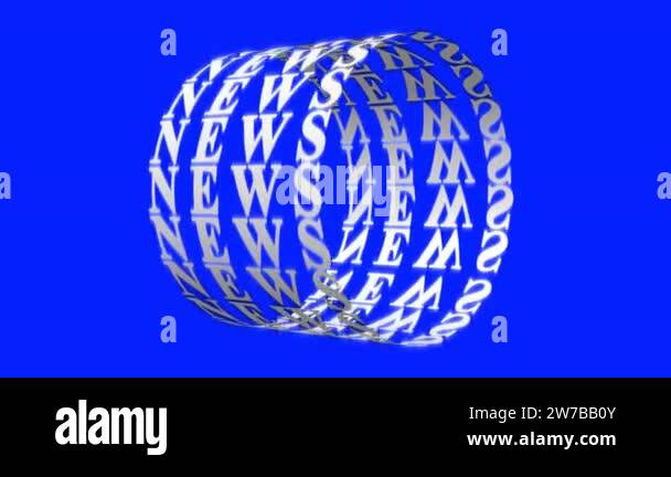 3d sphere NEWS logo rotating in blue screen transparent background high ...