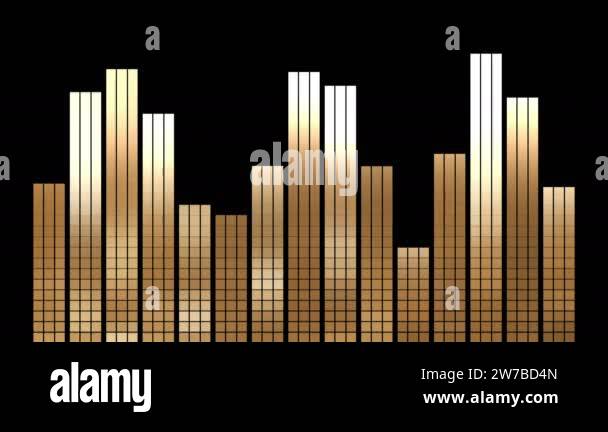 Gold digital equalizer. The animation of the pixel bars is in sync with ...