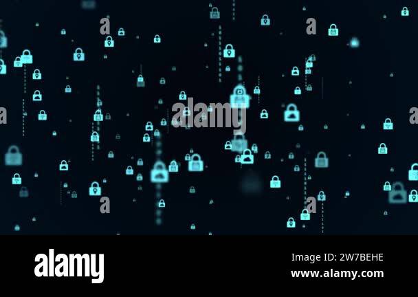 Cyber Security of Digital Data Network Protection Lock Icon Zoom Loop Animation Stock Video ...