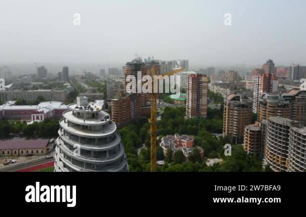 construction of a multi-storey residential building tower crane top ...