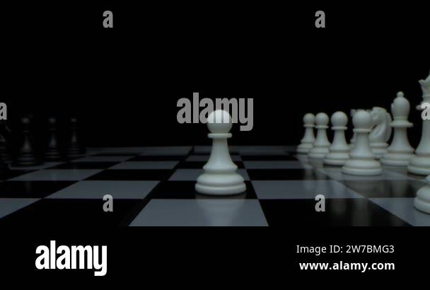 Game of chess. Filmed in a dark key. White moves with a pawn. Super ...