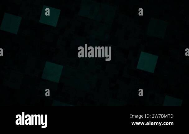 Abstract field of randomly blinking big pixels on a dark background ...