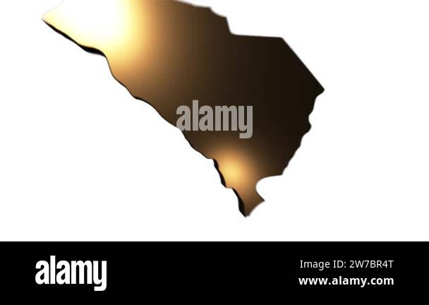 South Carolina State of the United States of America. Animated 3d gold ...