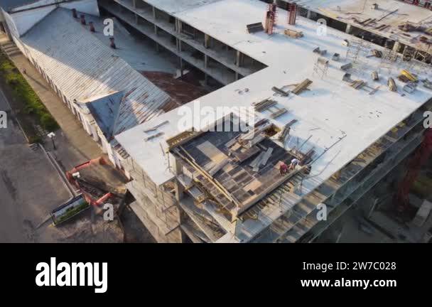 Modern aerial landscape with construction aerial for urban design. House equipment. City ...