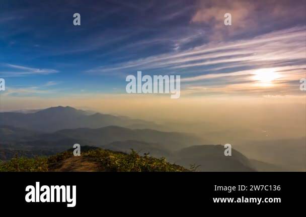 4K Time Lapse Sunset On Valley At Doi Inthanon National Park Of Chiang ...