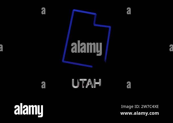Neon animated map showing the state of Utah from the united state of ...