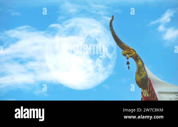 full moon with Cho fa thai language call it, like finial on the roof ...