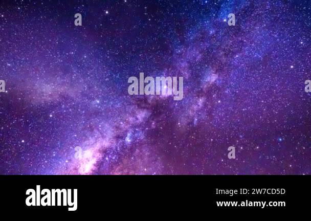 Intergalactic journey through purple clusters of stars and galaxies to ...