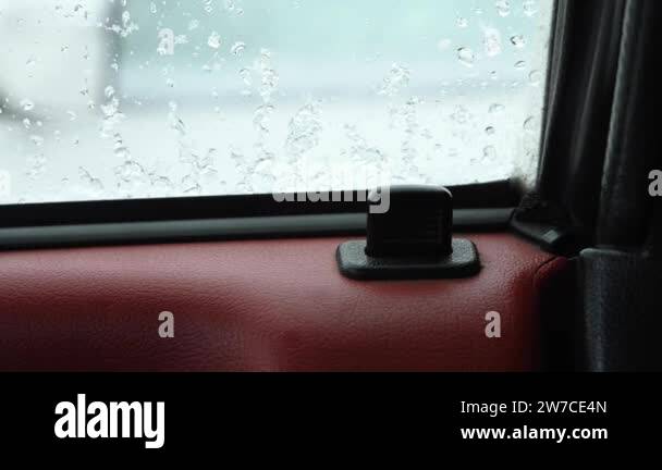 Close-up Automatic car door lock and unlock with red door cards in ... Close-up Automatic car door lock and unlock with red door cards in ...