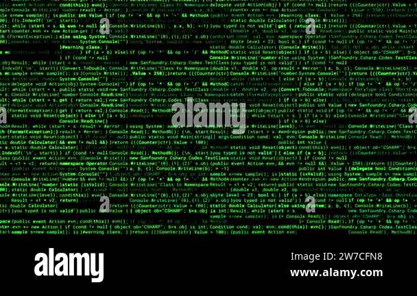 Program Code Of Matrix On Black Background Animation Green Text From
