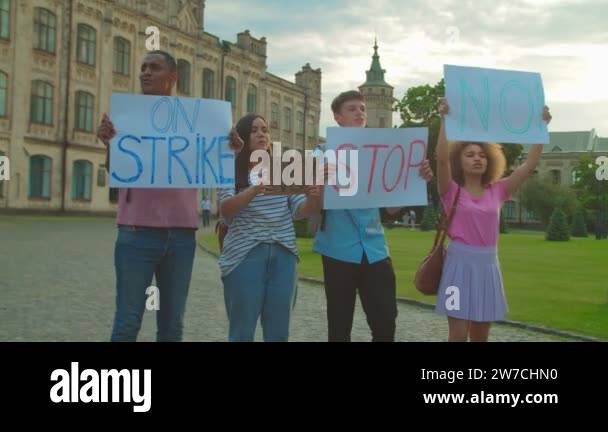 Students holding placards banner Stock Videos & Footage - HD and 4K ...