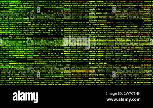 Abstract digital background with self written green data running with Matrix Effect. Animation ...