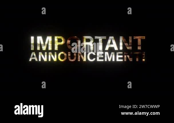 4K 3D Important Announcement gold glitch text effect element loop ...
