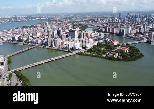 Metropole view of Recife coastal city, Pernambuco, Brazil. Marco Zero ...