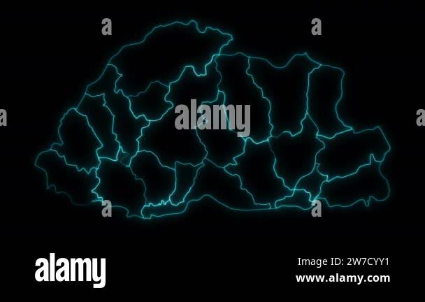 Animated Outline Map of Bhutan with Districts Stock Video Footage - Alamy