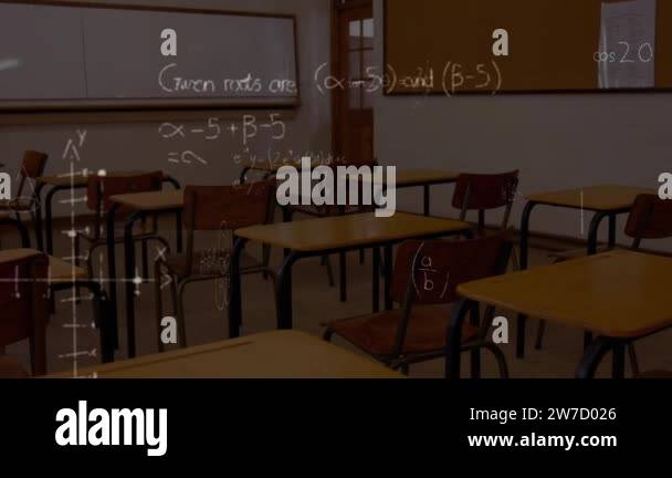 Animation of mathematical formulas over classroom. global online ...