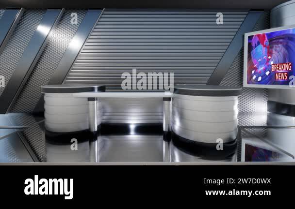 News TV Studio Set, Virtual Green Screen Background Loop Stock Video ...